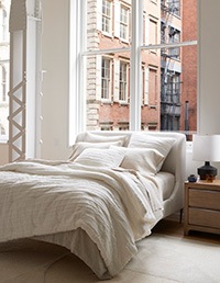 European Flax Linen Tack Stitch Quilt & Shams | West Elm