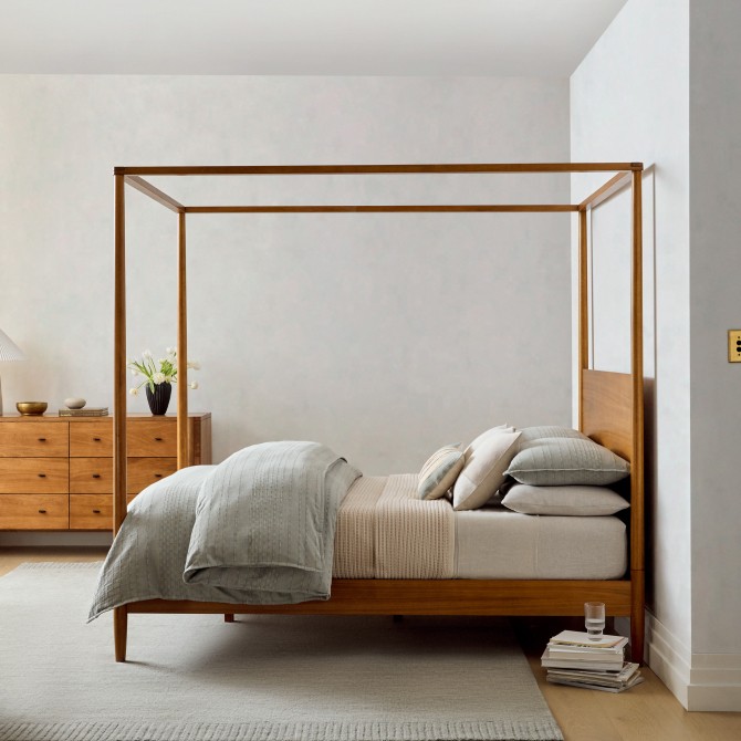 California king mid century modern bed store
