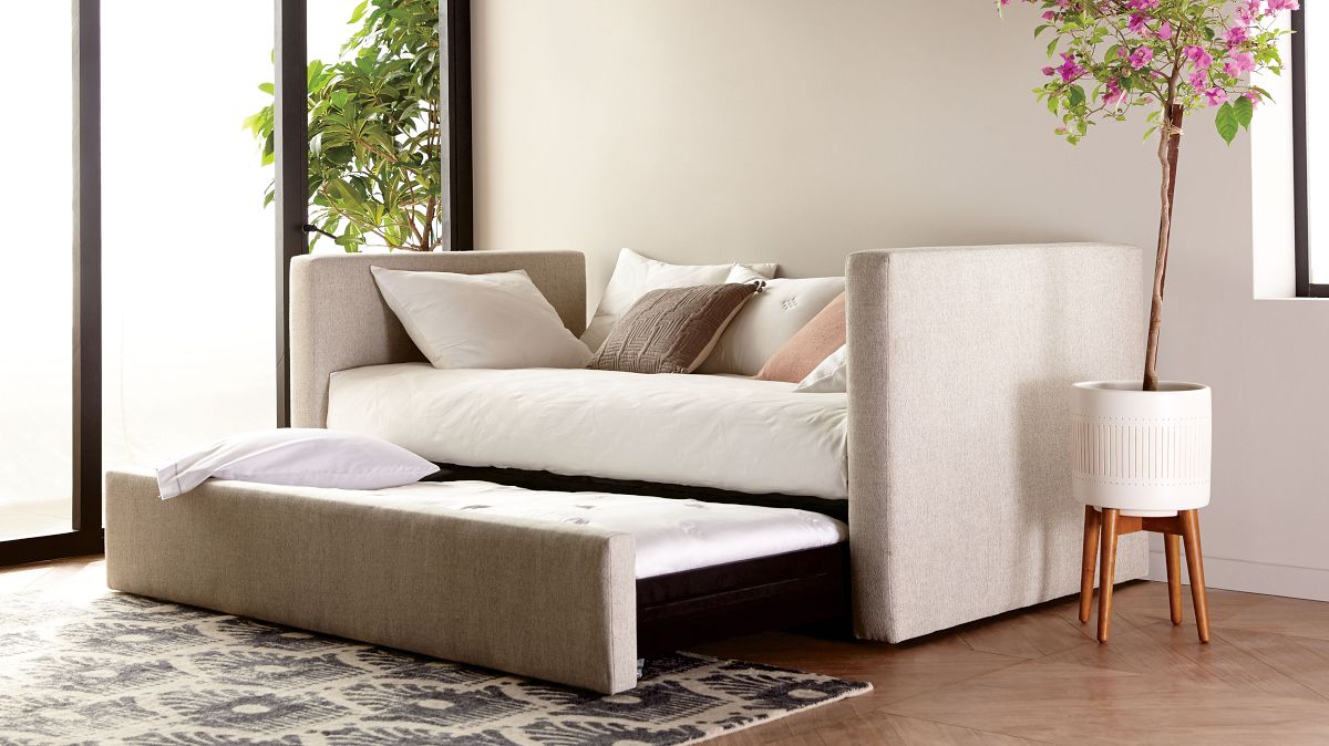 Urban Trundle Daybed Performance Velvet Blue Ink Blue West Elm