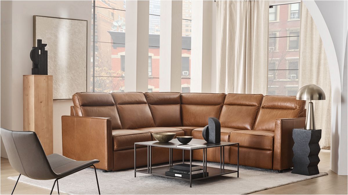 Harris Leather Motion Set 07 L Sectional W 2 Motion CS Sierra Leather Poly Gray Fog West Elm