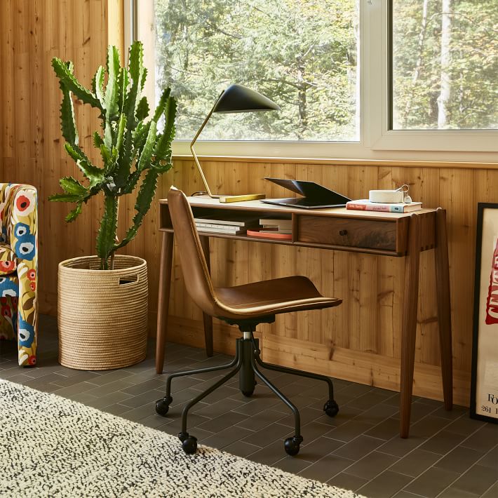 Slope Leather Swivel Office Chair West Elm