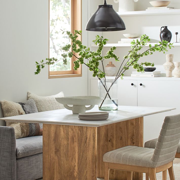 Anton Marble Dining Table 72 Wood Legs West Elm