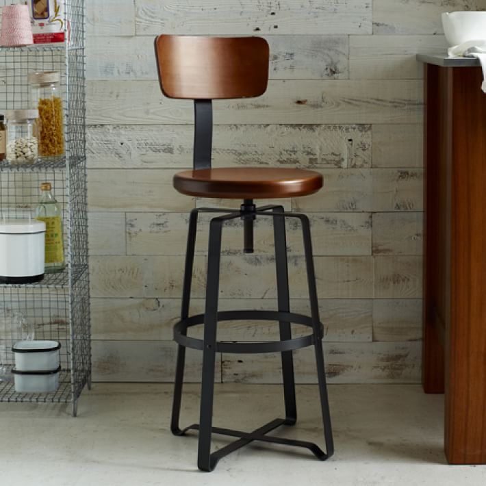 Adjustable Industrial Swivel Stool West Elm