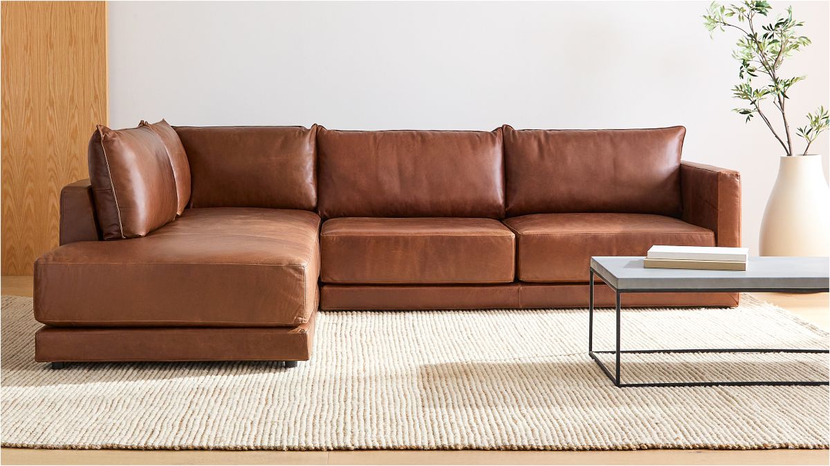 Leather sectional with bumper store