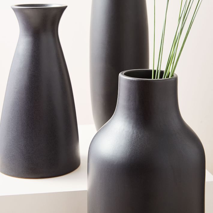 Pure Black Ceramic Vases | West Elm