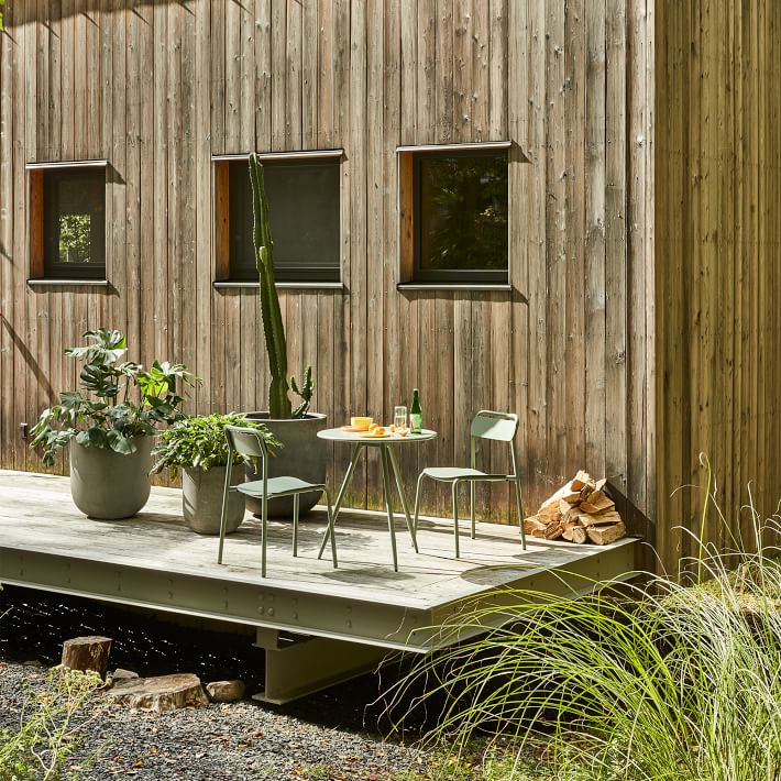 Outdoor Wren Bistro Table & Metal Stacking Chair Set | West Elm