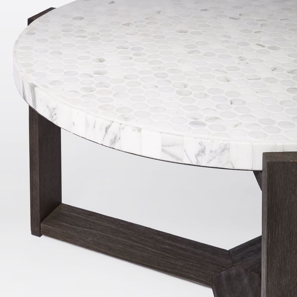 Mosaic Tiled Outdoor Coffee Table - White Marble | West Elm