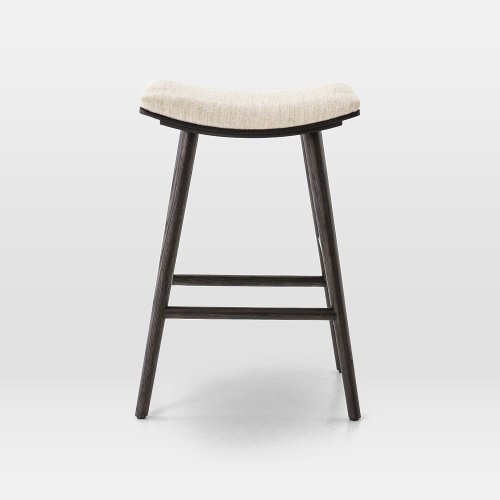 Oak Wood & Upholstered Saddle Bar & Counter Stools | West Elm