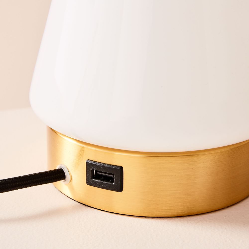 Metalized Glass USB Table Lamp - Large | West Elm