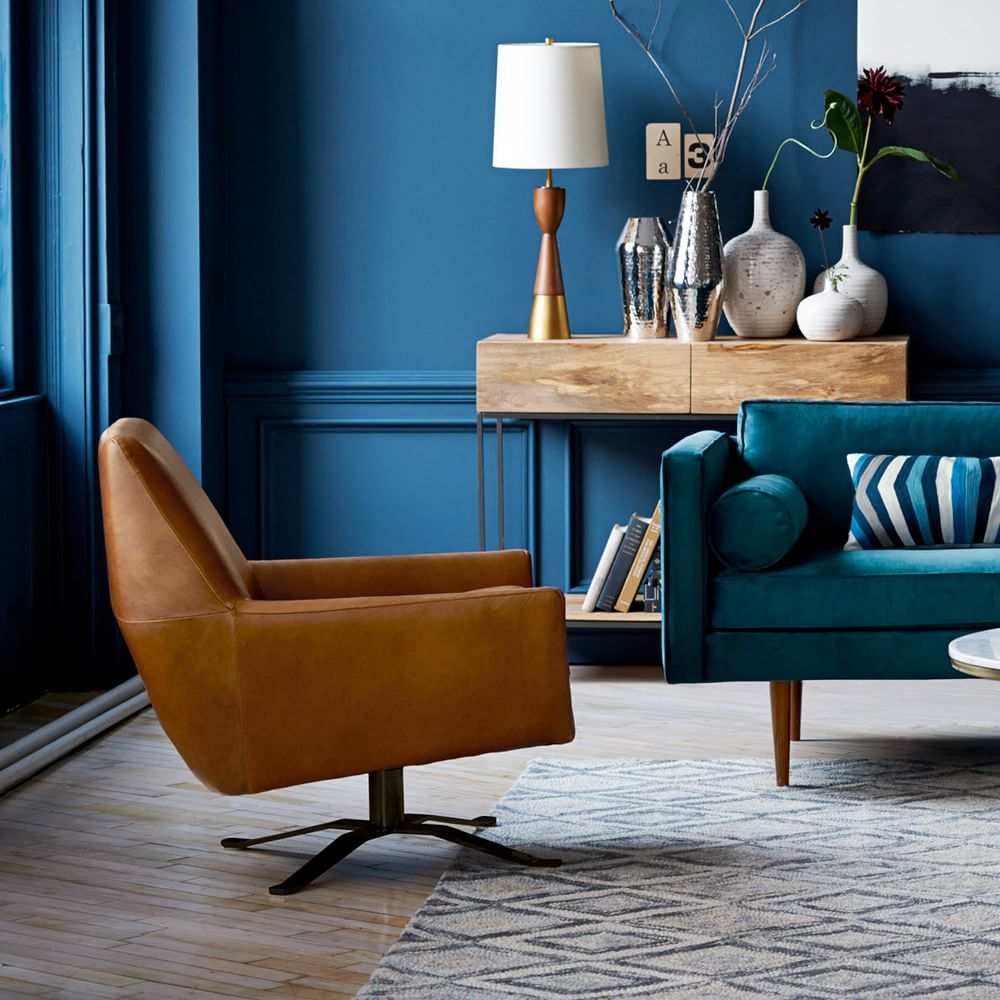 Lucas Leather Swivel Base Chair | West Elm