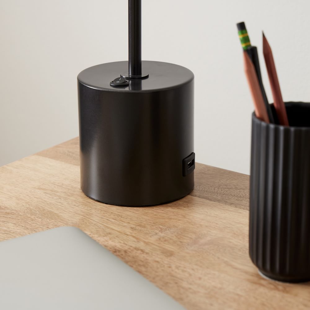 Linear Wood LED & USB Table Lamp | West Elm