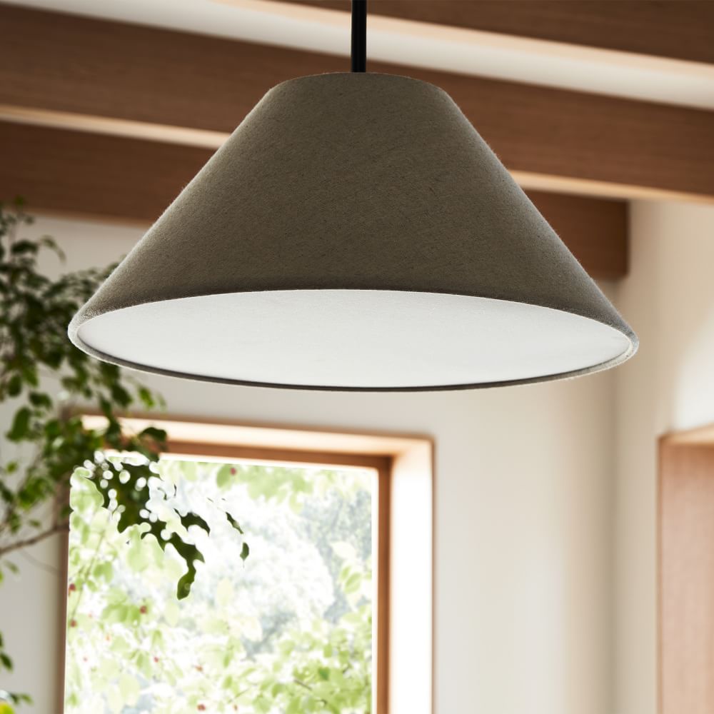 Sculptural Fabric Cone Pendant - Black | West Elm