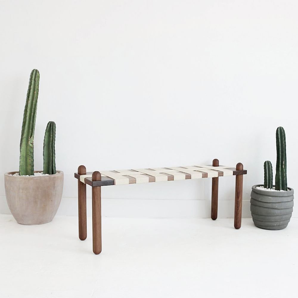 küdd:krig HOME Capsule Bench - Walnut & Jute | West Elm