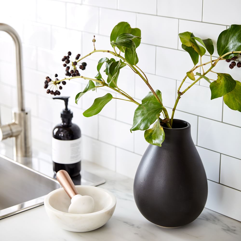 Pure Black Ceramic Vases | West Elm
