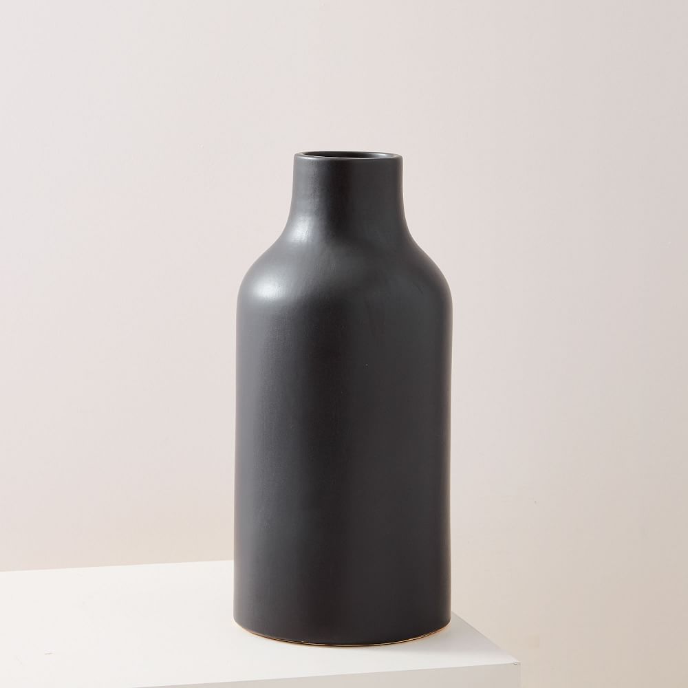 Pure Black Ceramic Vases | West Elm