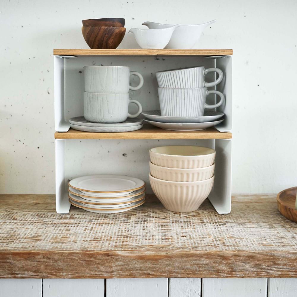 Yamazaki Tosca Wood-Top Stackable Kitchen Rack | West Elm