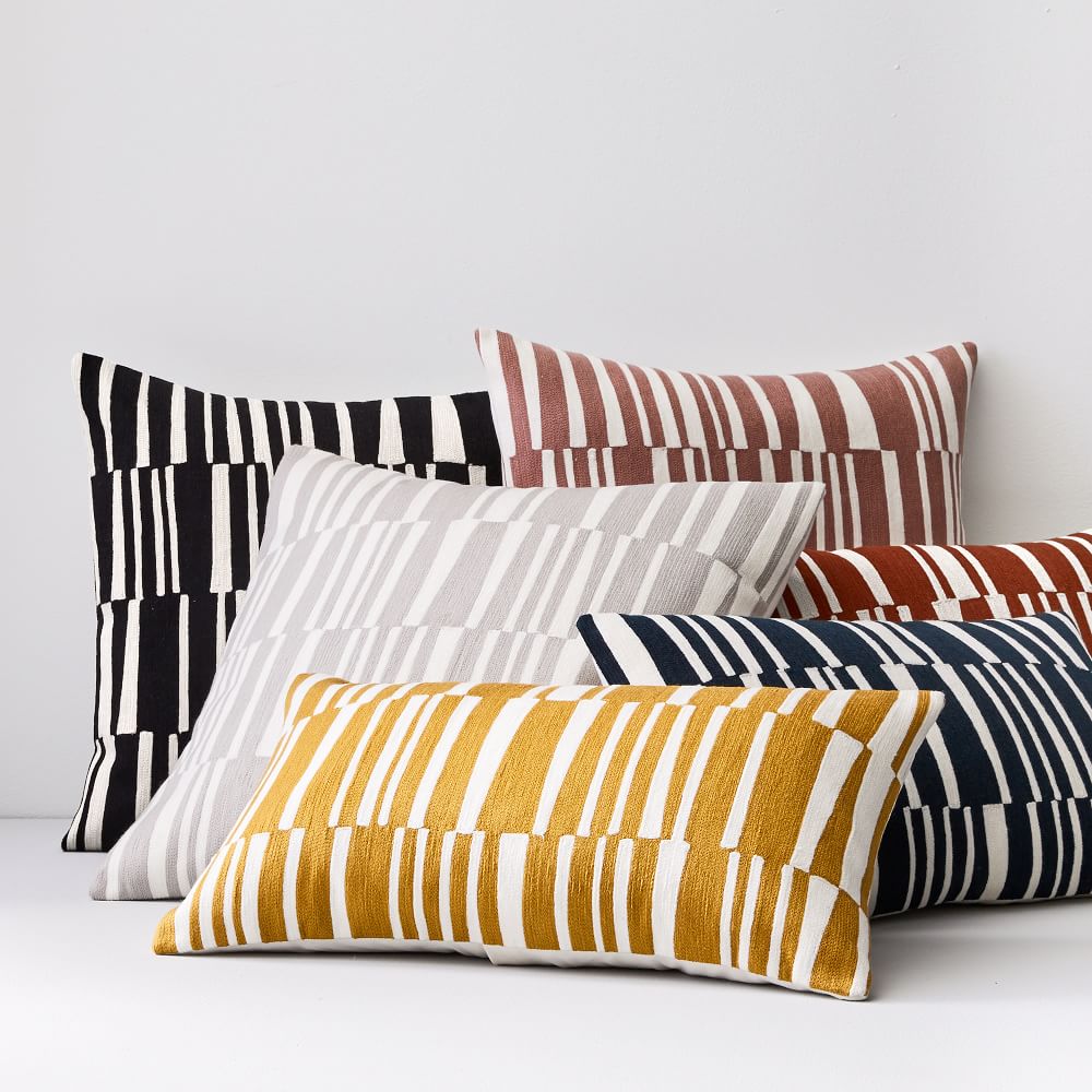 Crewel Linear Pillow Cover | West Elm