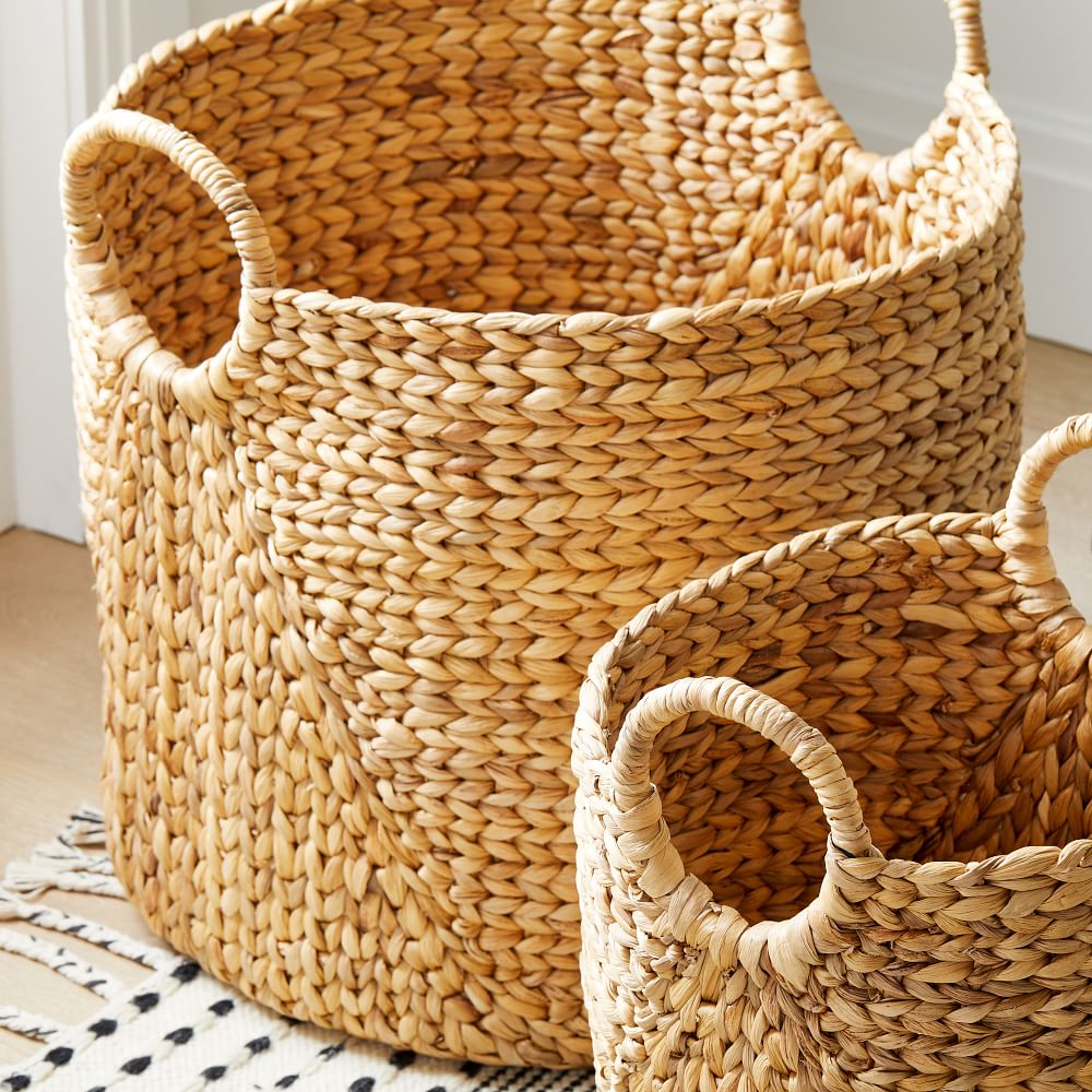 Curved Water Hyacinth Baskets | West Elm