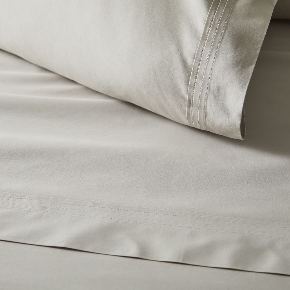 400-Thread-Count Organic Percale Pleated Edge Sheet Set & Pillowcases ...