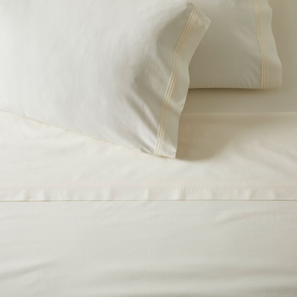 400-Thread-Count Organic Percale Pleated Edge Sheet Set & Pillowcases ...