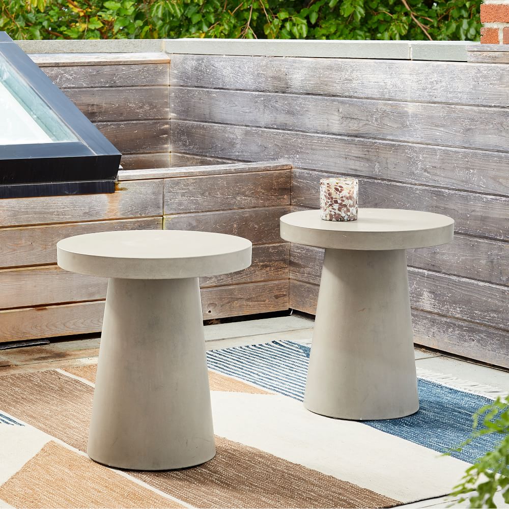 Concrete Pedestal Outdoor Round Side Table (18") | West Elm