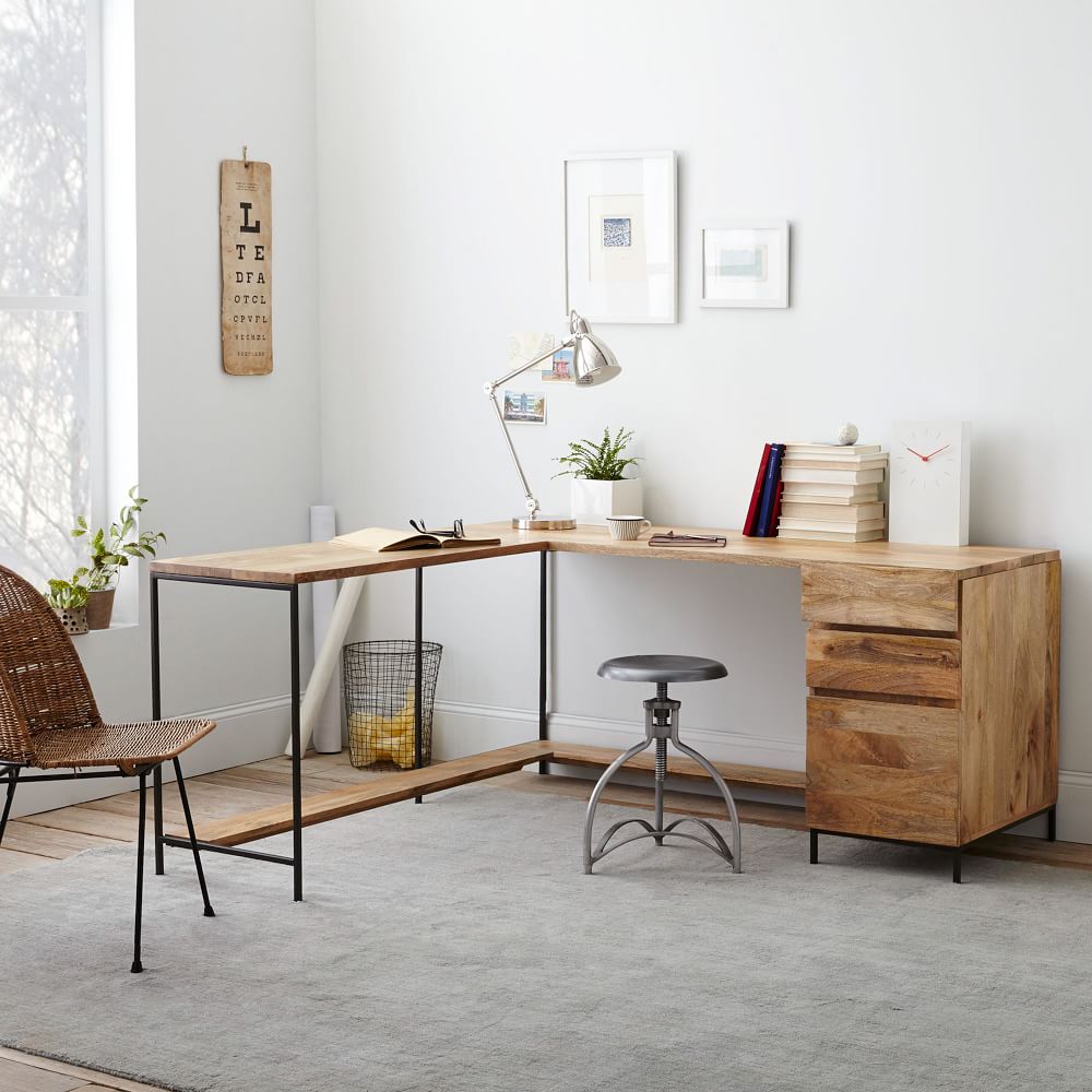 Industrial Modular L-Shaped Desk & File Cabinet | West Elm