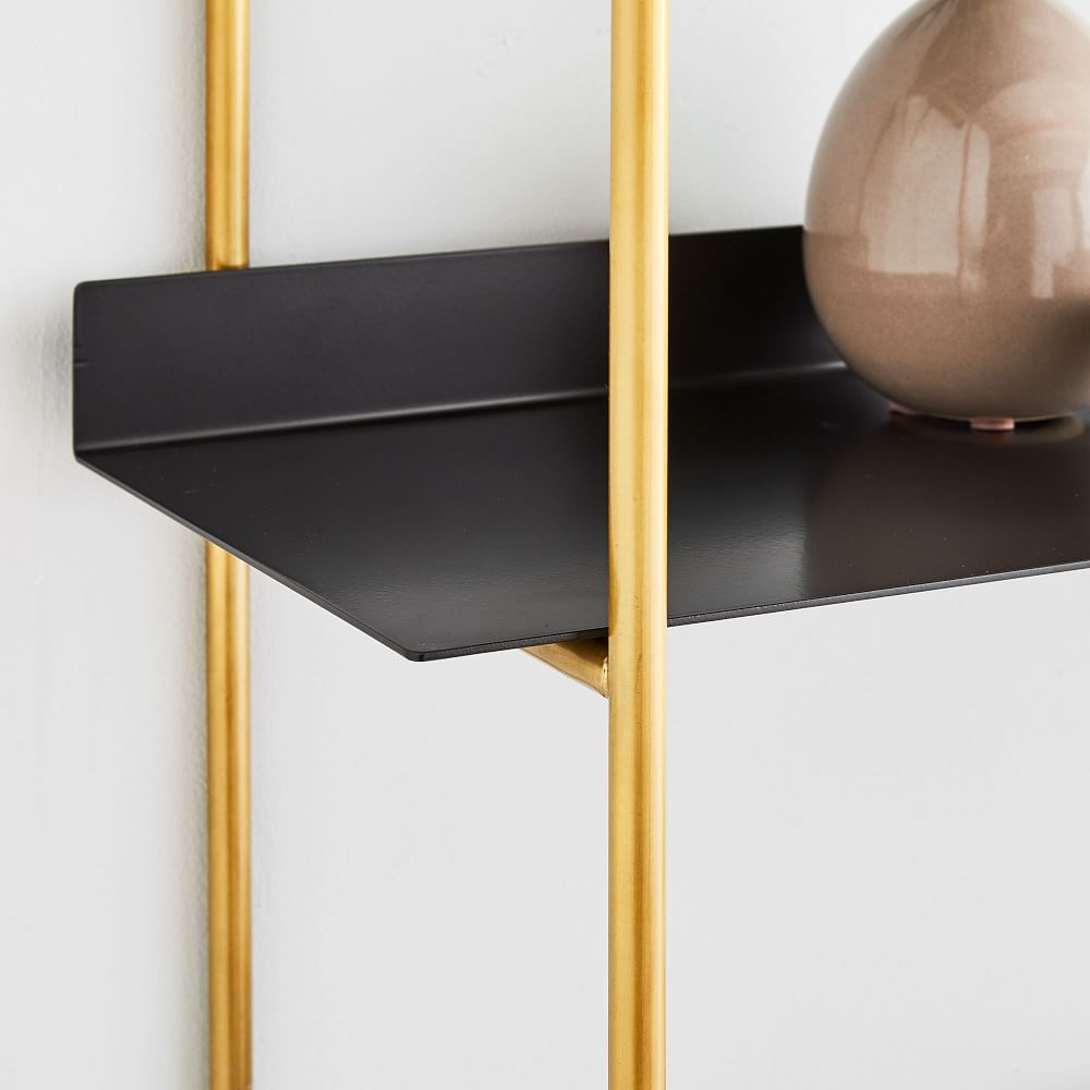 Floating Lines Metal Wall Shelf - 3-Tiered | West Elm