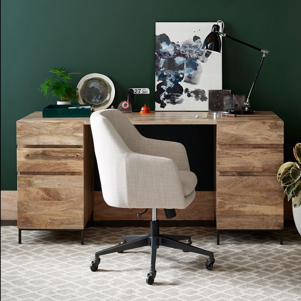 Industrial Modular Desk w/ 2 File Cabinets (64") | West Elm