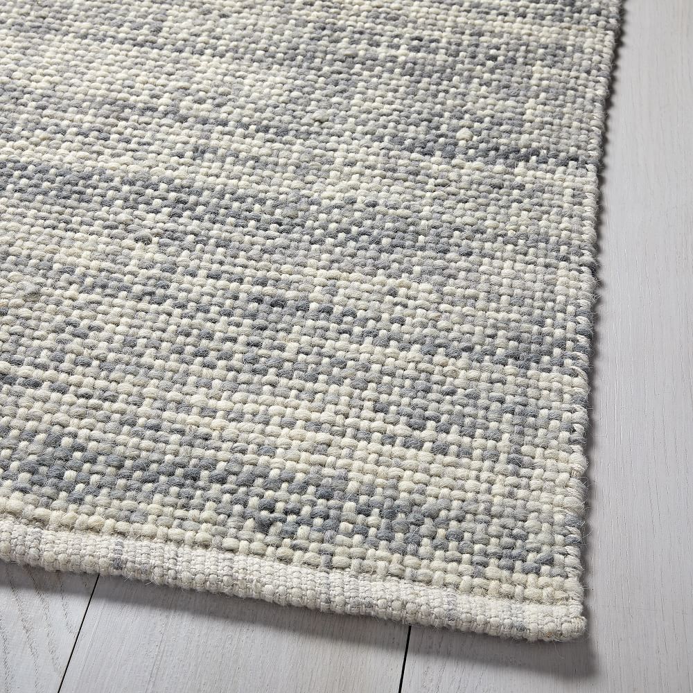 Mid-Century Heathered Basketweave Wool Rug | West Elm