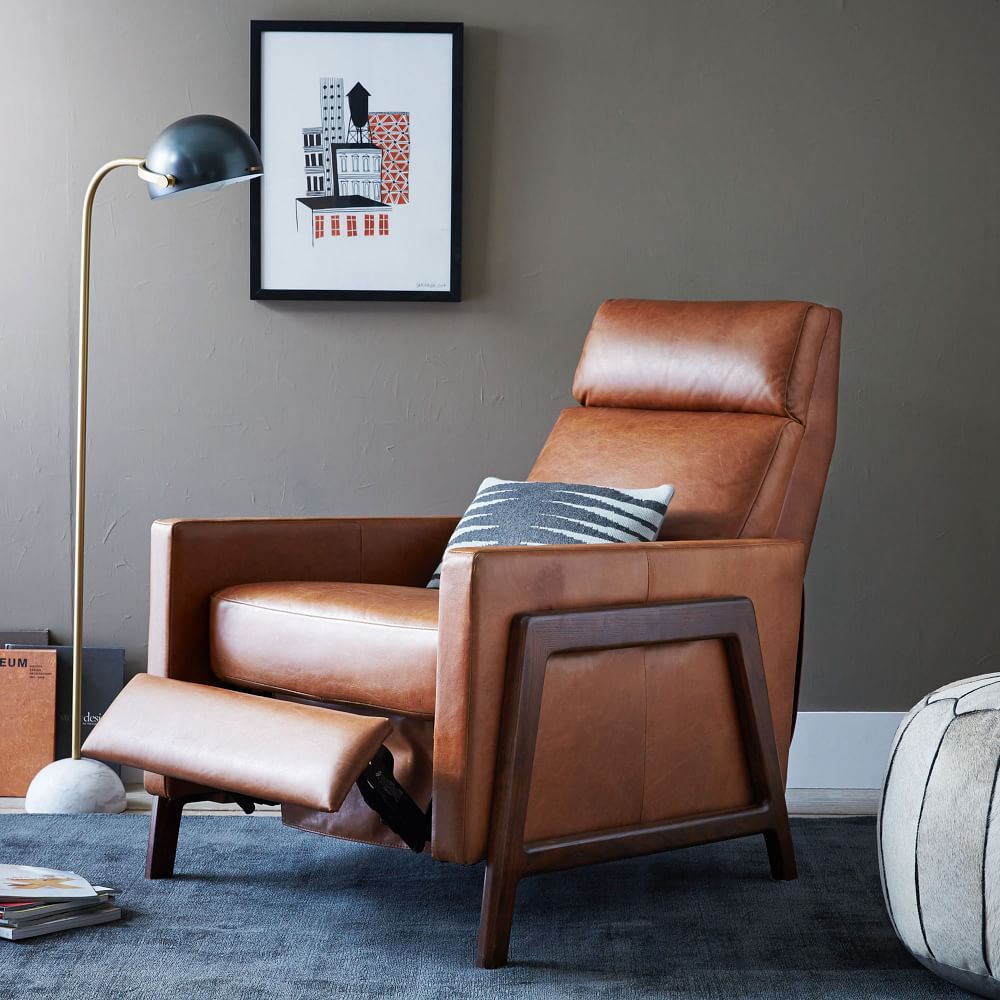 Spencer Wood-Framed Leather Recliner | West Elm
