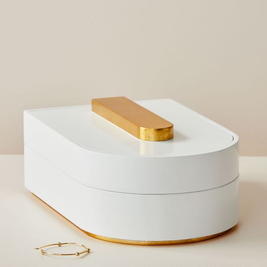 Modern White Lacquer Jewelry Box - Cube | West Elm