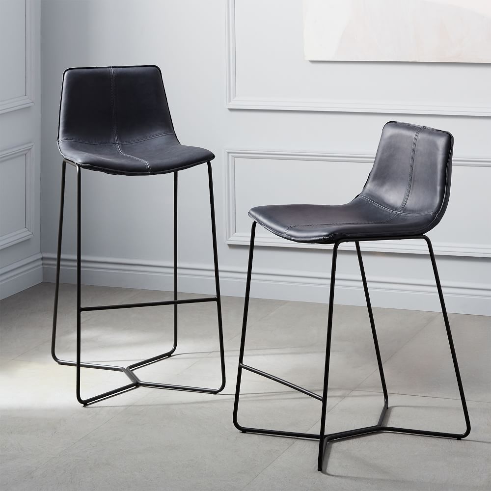 Slope Leather Bar & Counter Stools | West Elm