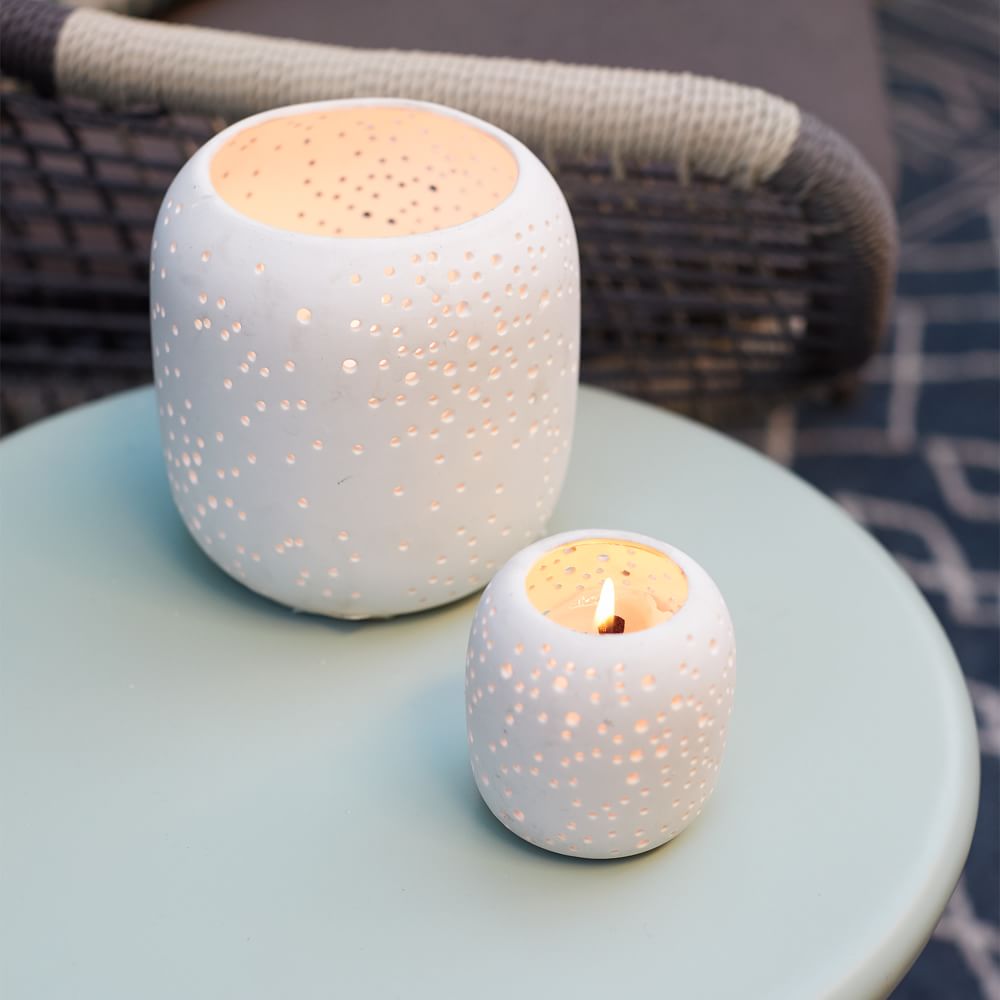Pierced Porcelain Hurricanes + Vases - Constellation | West Elm