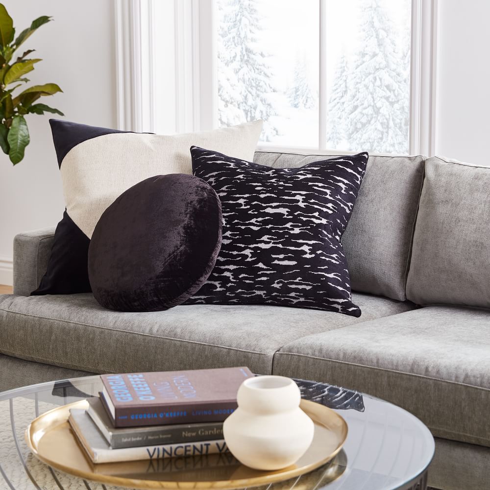 Cotton Linen & Velvet Corners Pillow Cover | West Elm