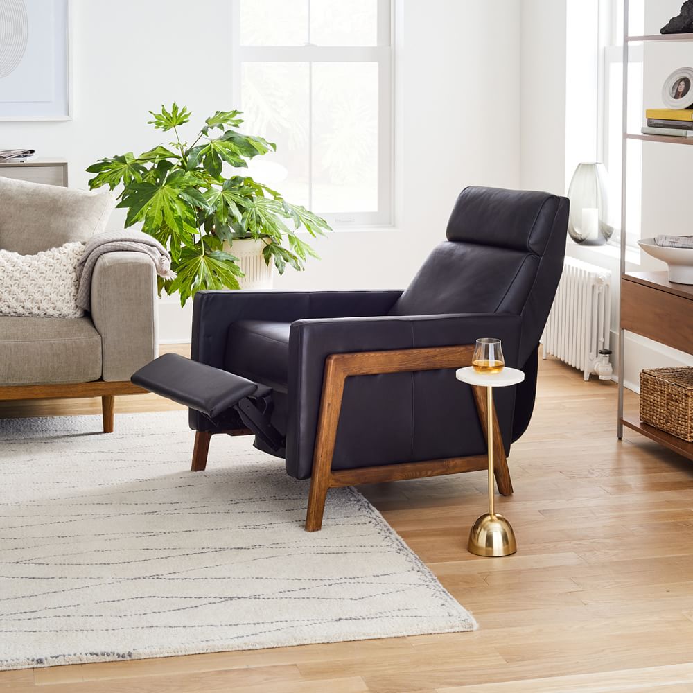Spencer Wood-Framed Leather Recliner | West Elm