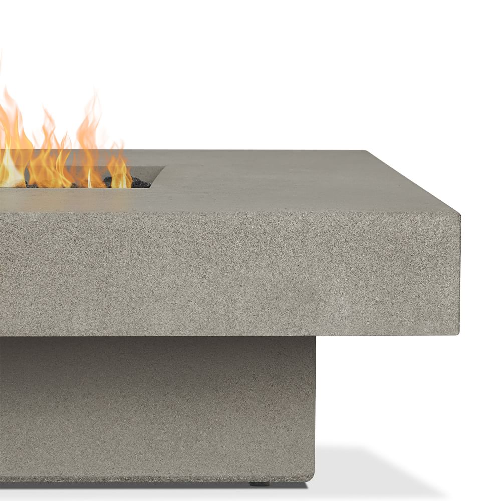 Concrete Lipped Rectangle Fire Pit Table | West Elm