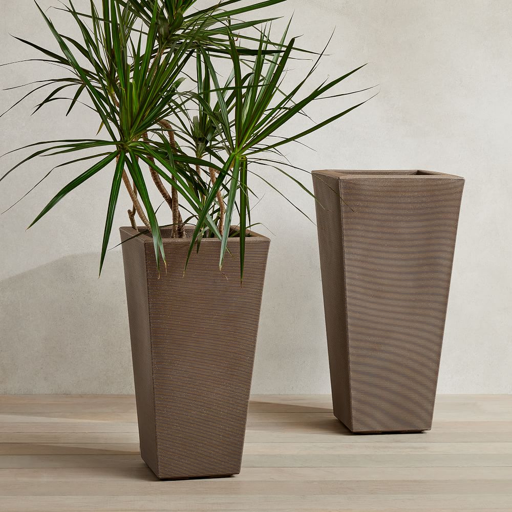 Grooved Plastic Indoor/Outdoor Planters | West Elm