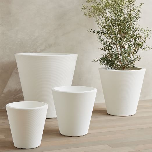 Grooved Plastic Indoor/Outdoor Planters | West Elm