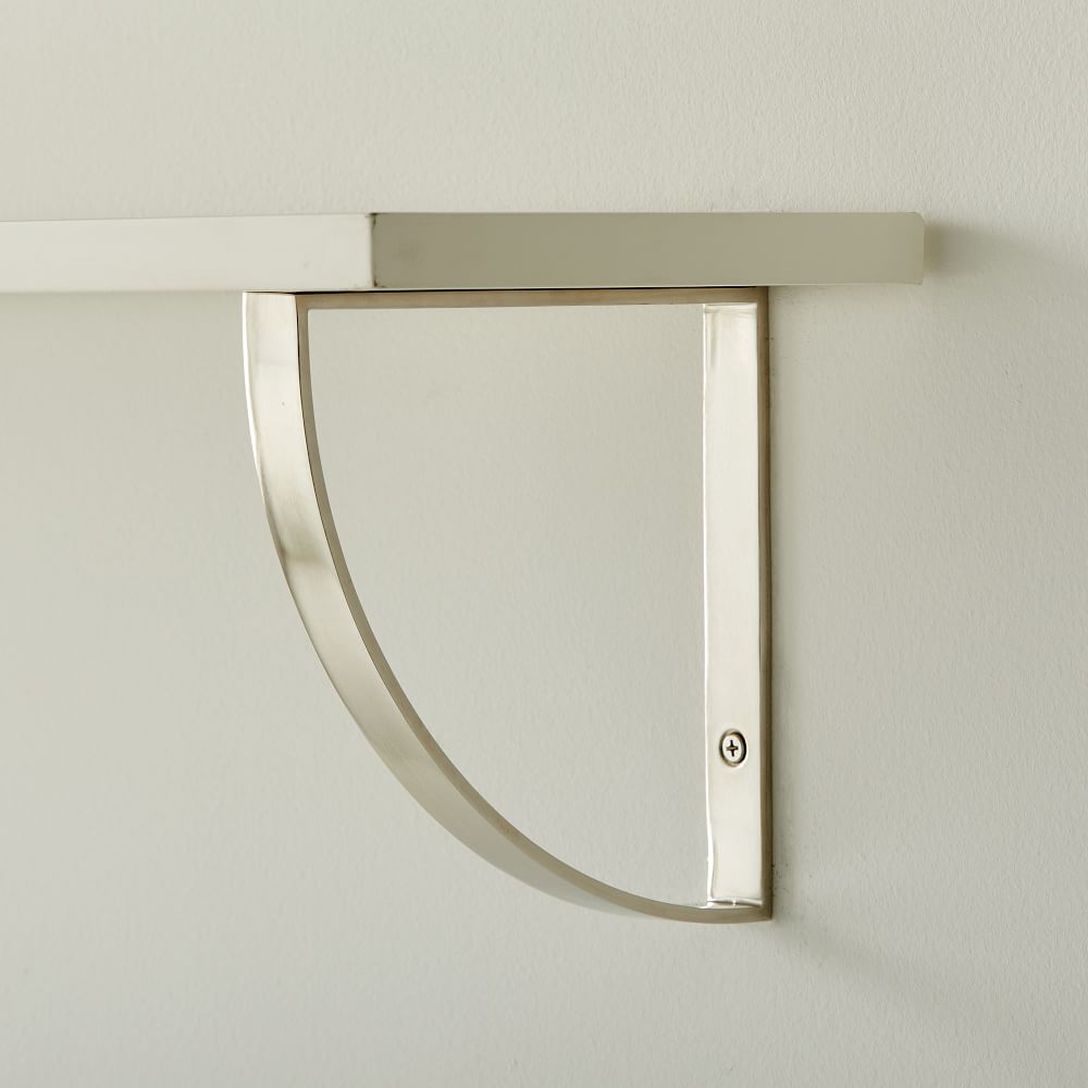 Linear White Lacquer Wall Shelves with Arch Brackets | West Elm