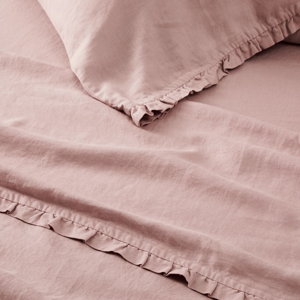 European Flax Linen Ruffle Sheet Set & Pillowcases | West Elm