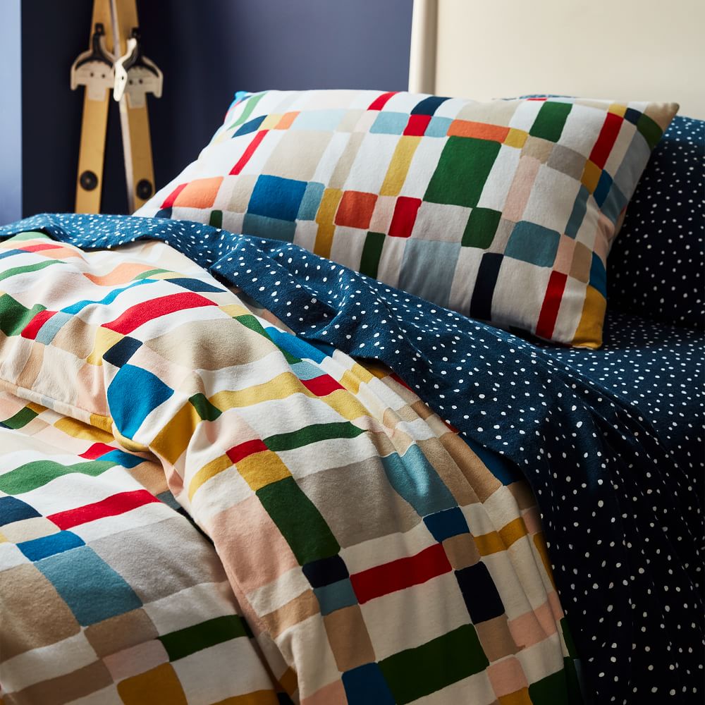 Flannel Tossed Dots Sheet Set | West Elm