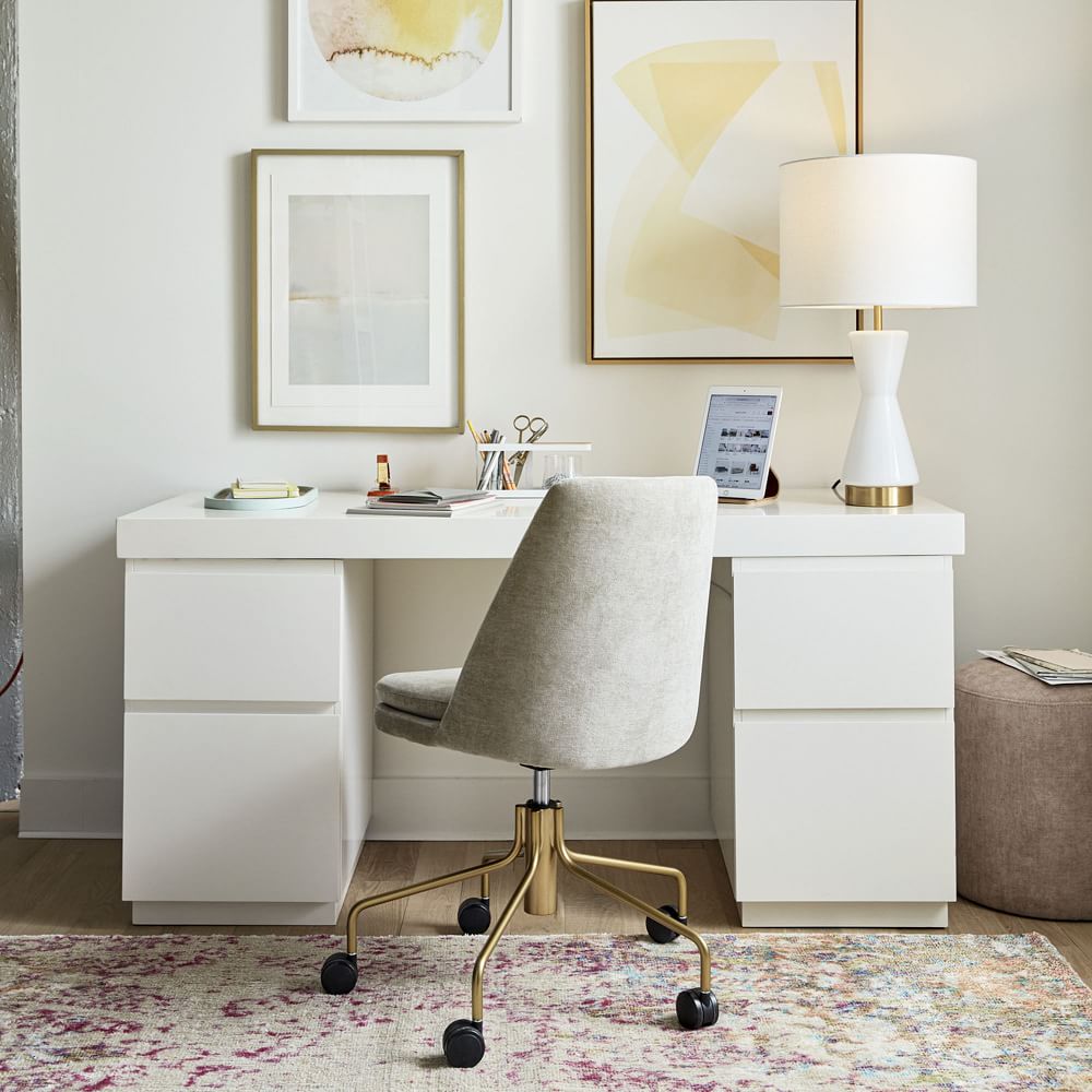 Parsons File Cabinet Desk & Finley Office Chair Set | West Elm