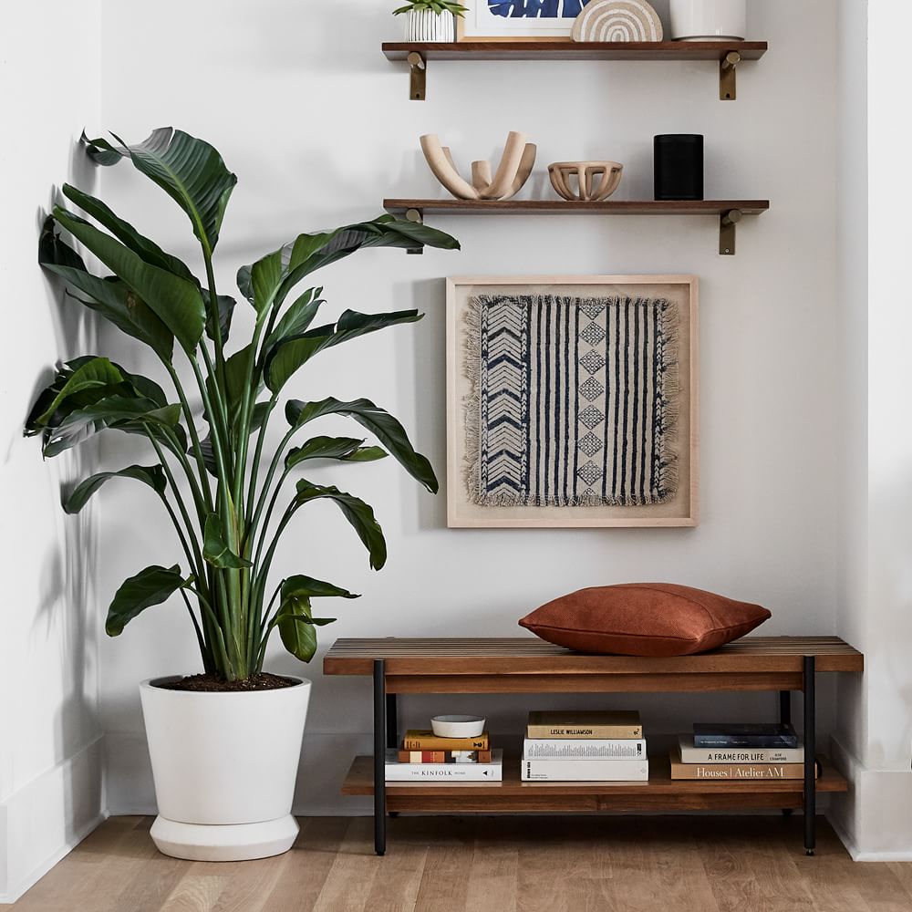 Linear Cool Walnut Wood Wall Shelves with Jordan Brackets | West Elm