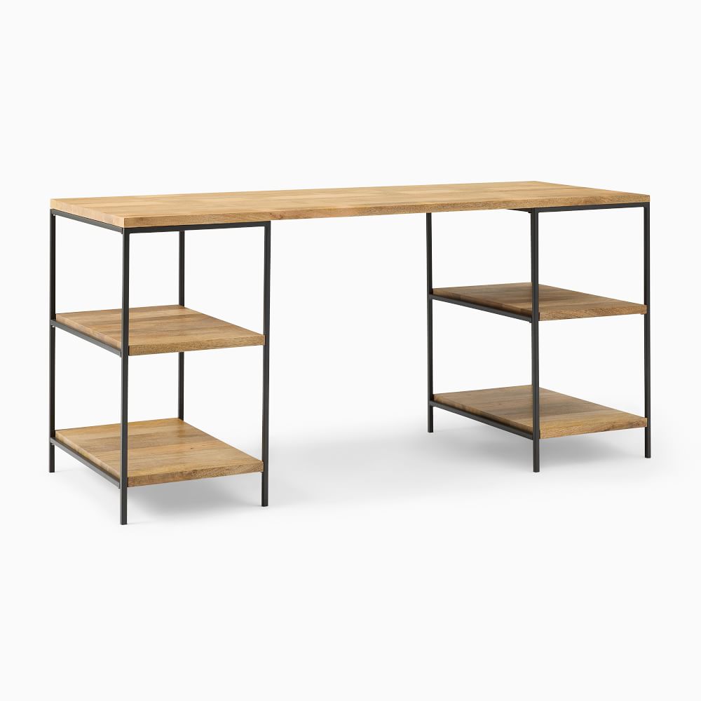 Industrial Storage 3-Piece Modular Desk w/ Open Shelves | West Elm