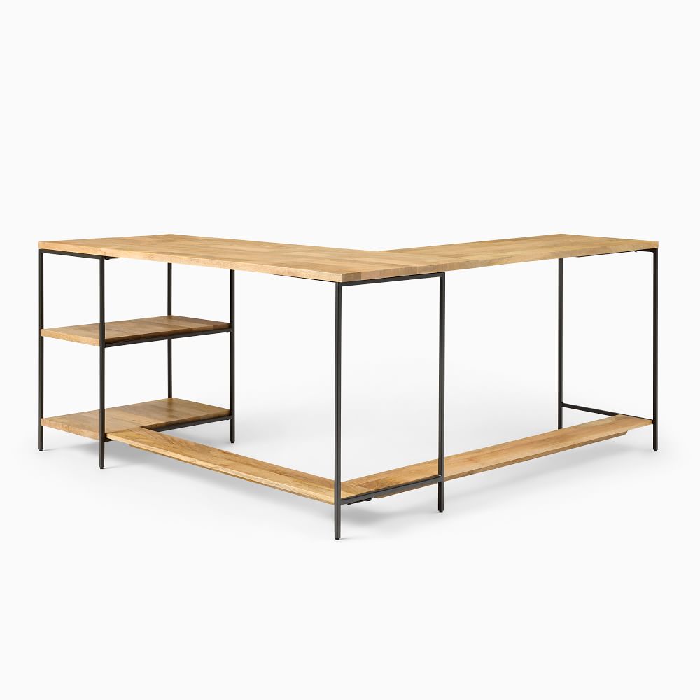 Industrial Storage Modular L-Shaped Desk w/ Open Shelves | West Elm