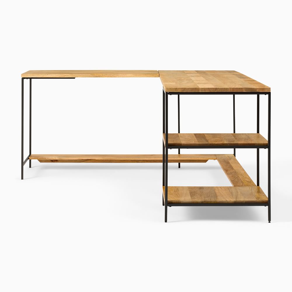Industrial Storage Modular L-Shaped Desk w/ Open Shelves | West Elm