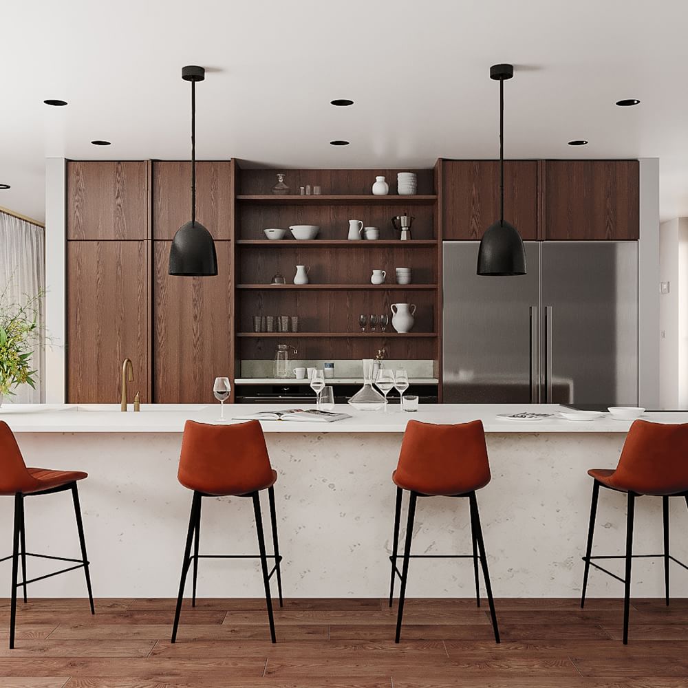 Modern Channeled Back Counter & Bar Stools | West Elm