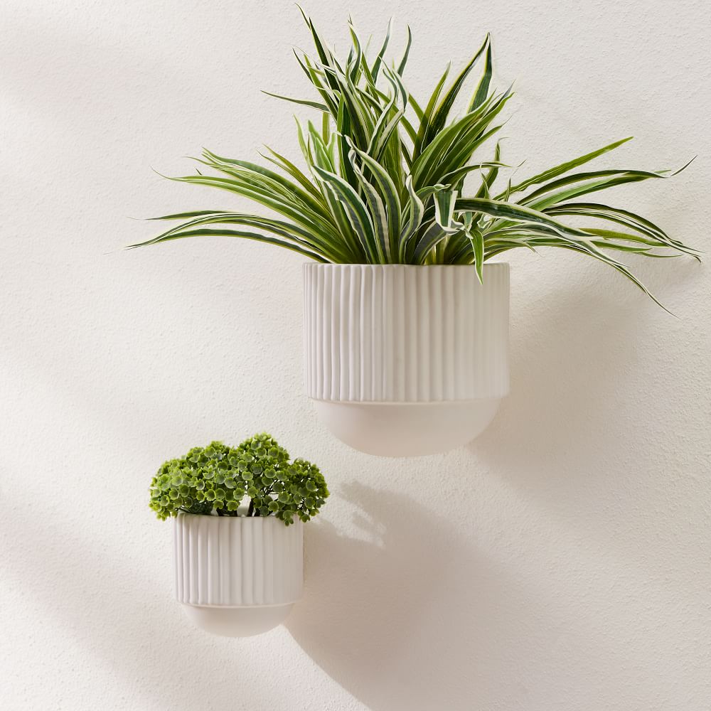 Fluted Ceramic Indoor/Outdoor Wallscape Planters | West Elm