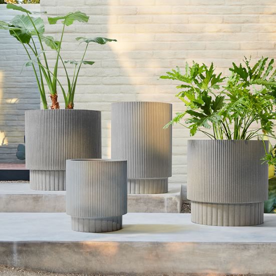 Fluted Ficonstone Indoor/Outdoor Planters | West Elm