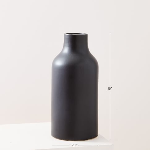 Pure Black Ceramic Vases | West Elm